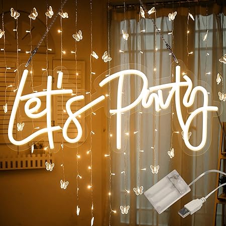 Amazon.com: Lets Party Neon Sign for Party Wall Decor, Large 23"X10 ...