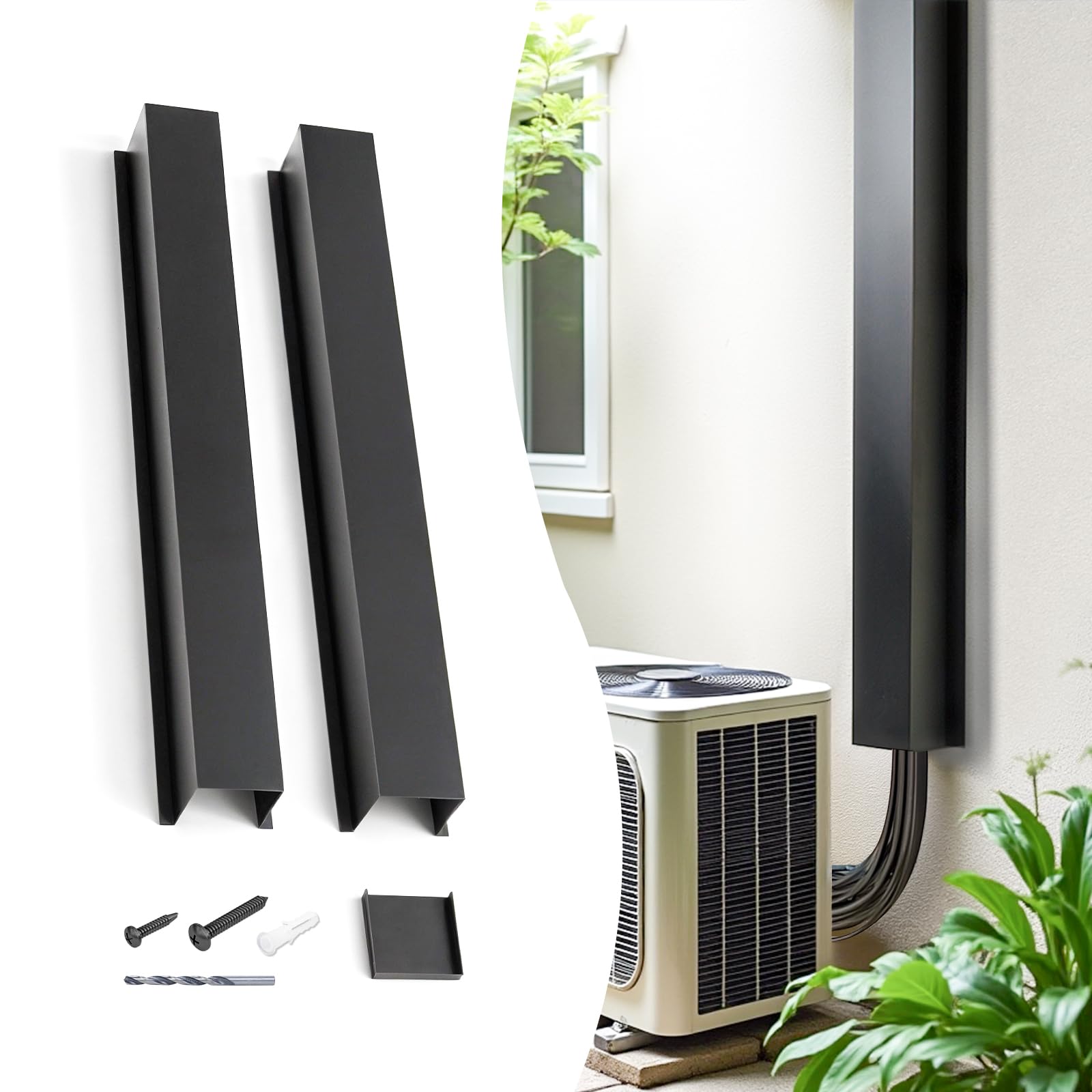 Amazon.com: Muzata 6"x6"x9.8FT Black Metal Split Line Set Cover Kit ...