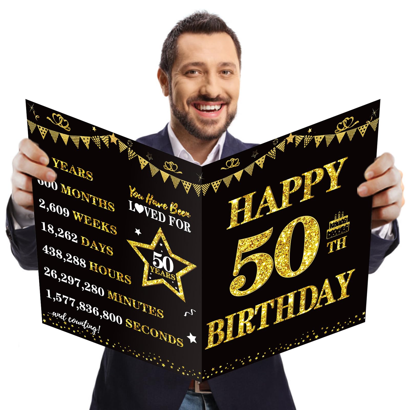 Amazon.com : Large 50th Birthday Card With Envelope, Jumbo 50 Birthday ...