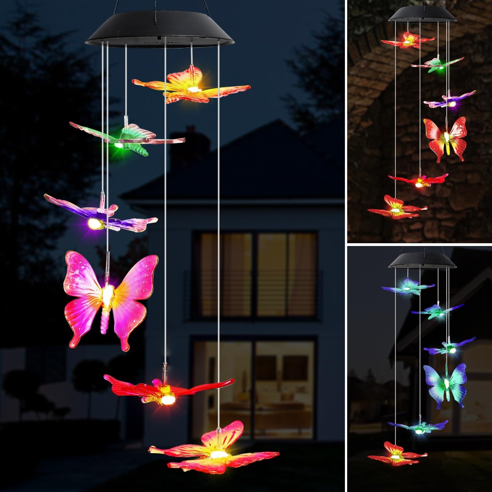 Amazon.com : Teoytm Solar Wind Chimes for Outside, Butterfly Wind ...