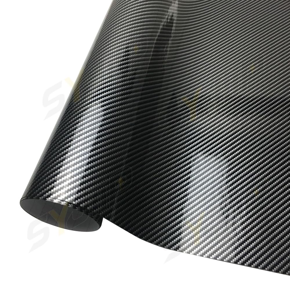 Amazon.com: SYJIIP 6D Black Carbon Fiber Texture Vinyl Wrap Film Roll ...