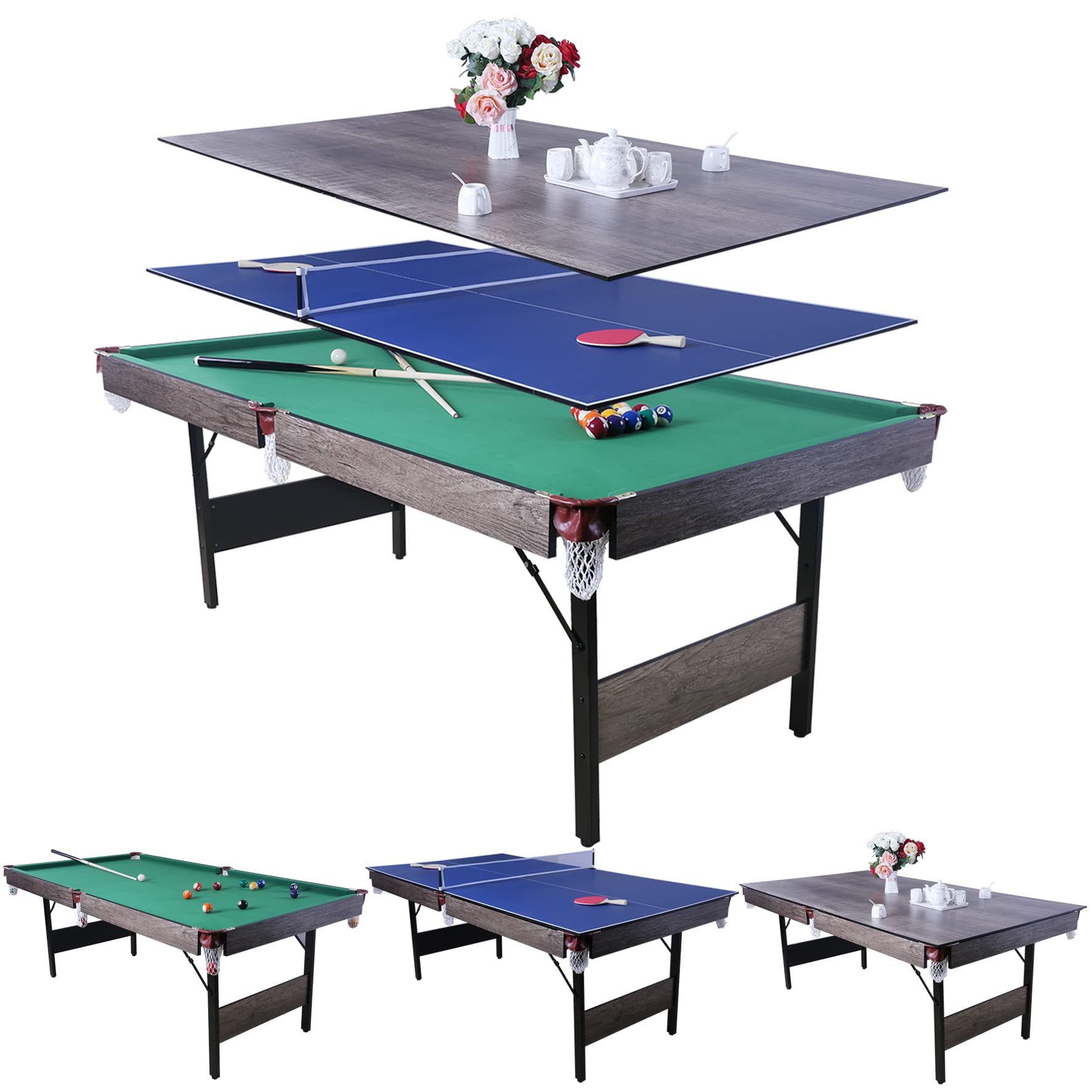 Buy 3 in 1 Multi Combo Table 98% Pre-assembly Folding Pool Table ...