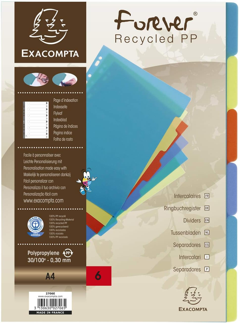 Exacompta - Ref 2706E - Forever Collection - 100% Recycled PP Dividers ...