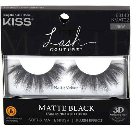 Amazon.com: KISS Lash Couture False Eyelashes, Matte Black Faux Mink ...