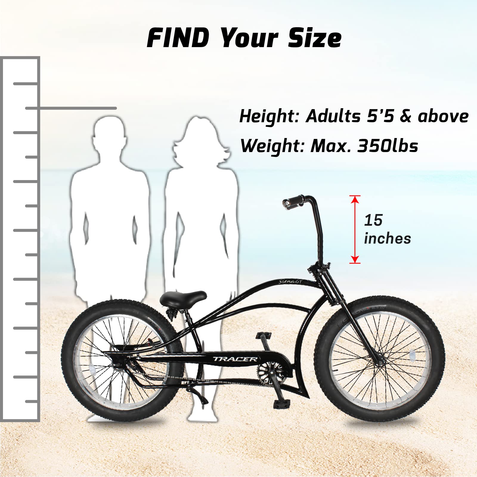 Buy Tracer Beach Cruiser Bike for Adults, 26/29 Inch Wheels, Fat Tire ...