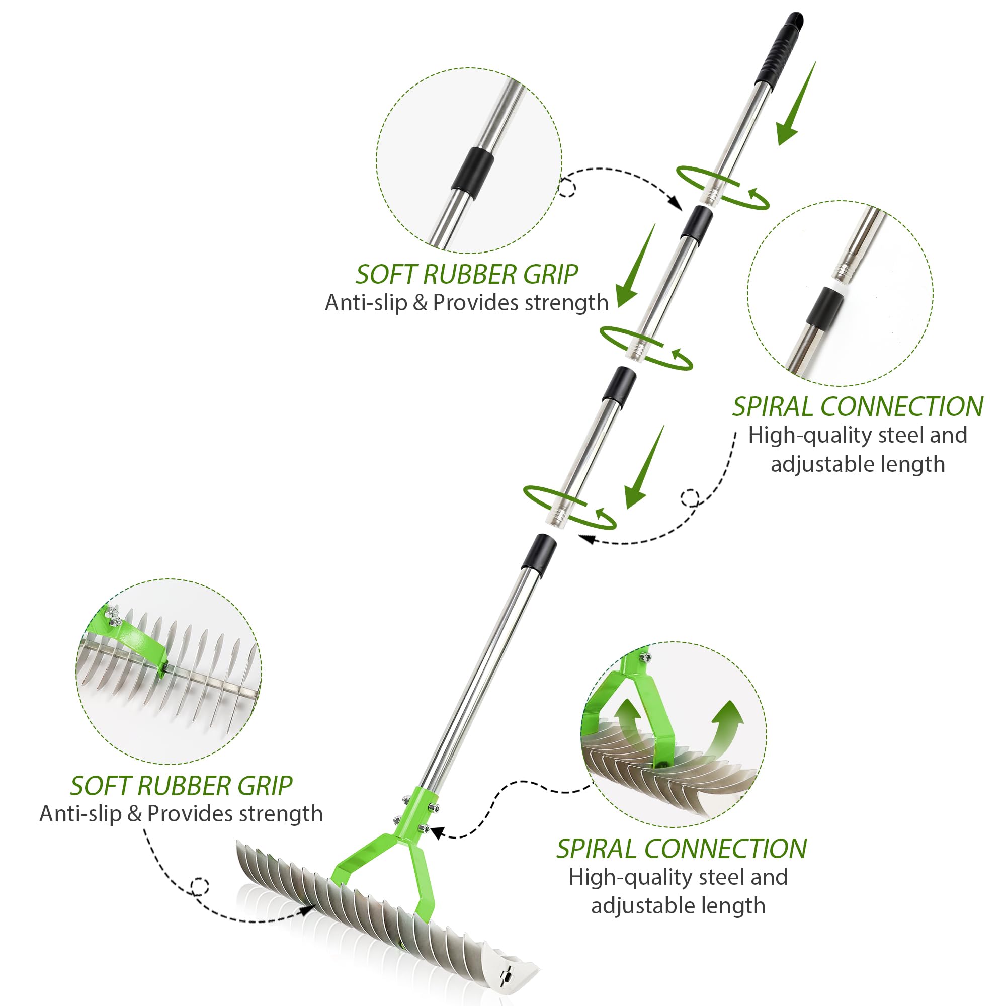 Snapklik.com : Copiu Thatch Rake, 15-Inch Lawn Dethatcher Rake