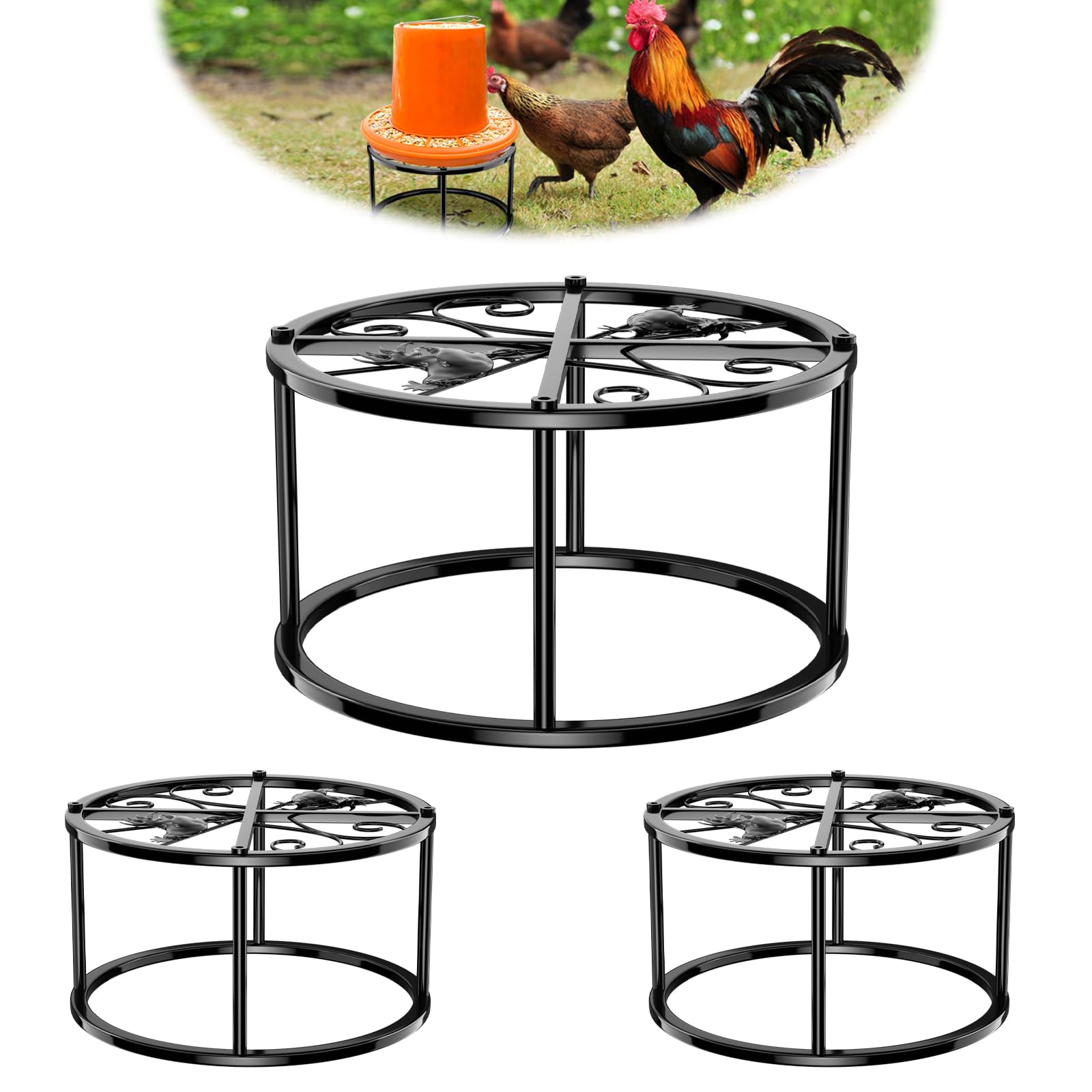 Amazon.com : KQSNBG Metal Chicken Feeder Drinker Stand, Chicken Water ...