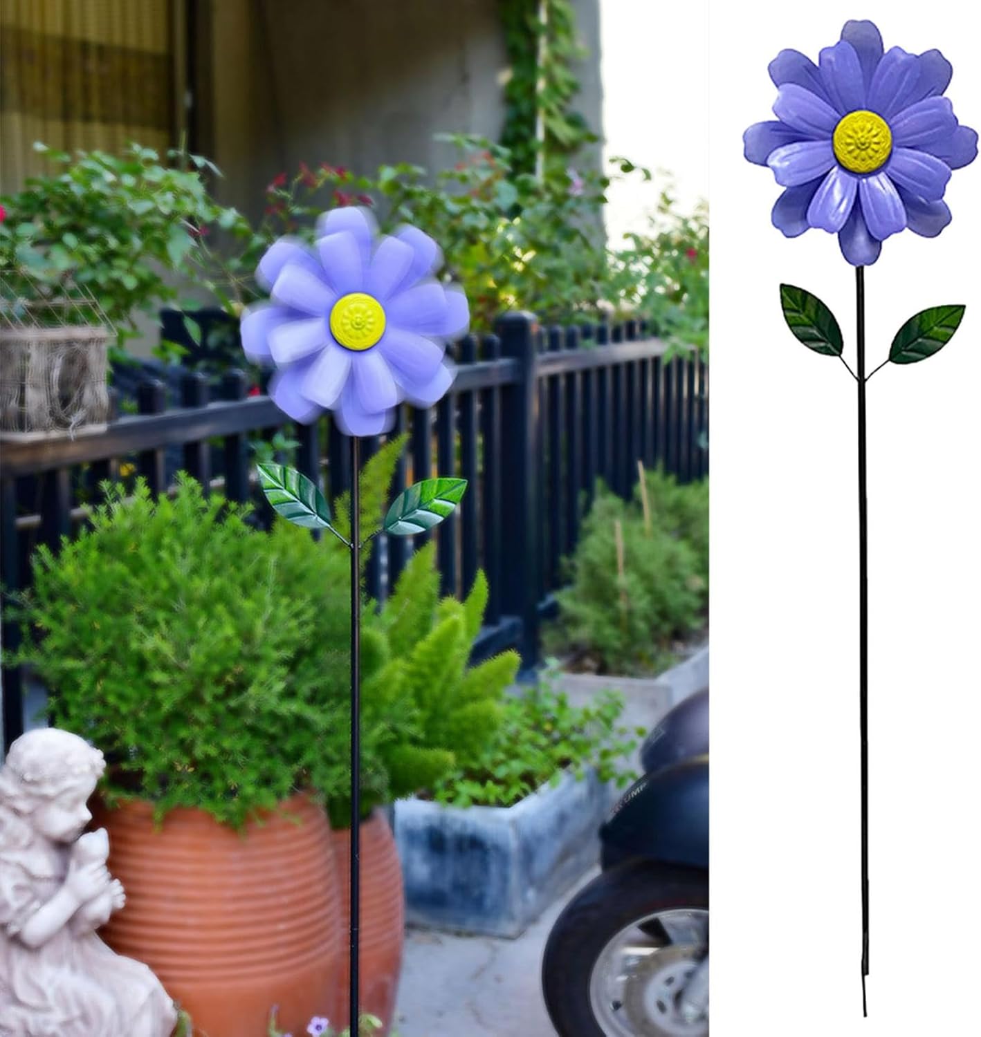 Amazon.com: Wind Spinners Outdoor Metal Daisy Flower Pinwheels for Yard ...