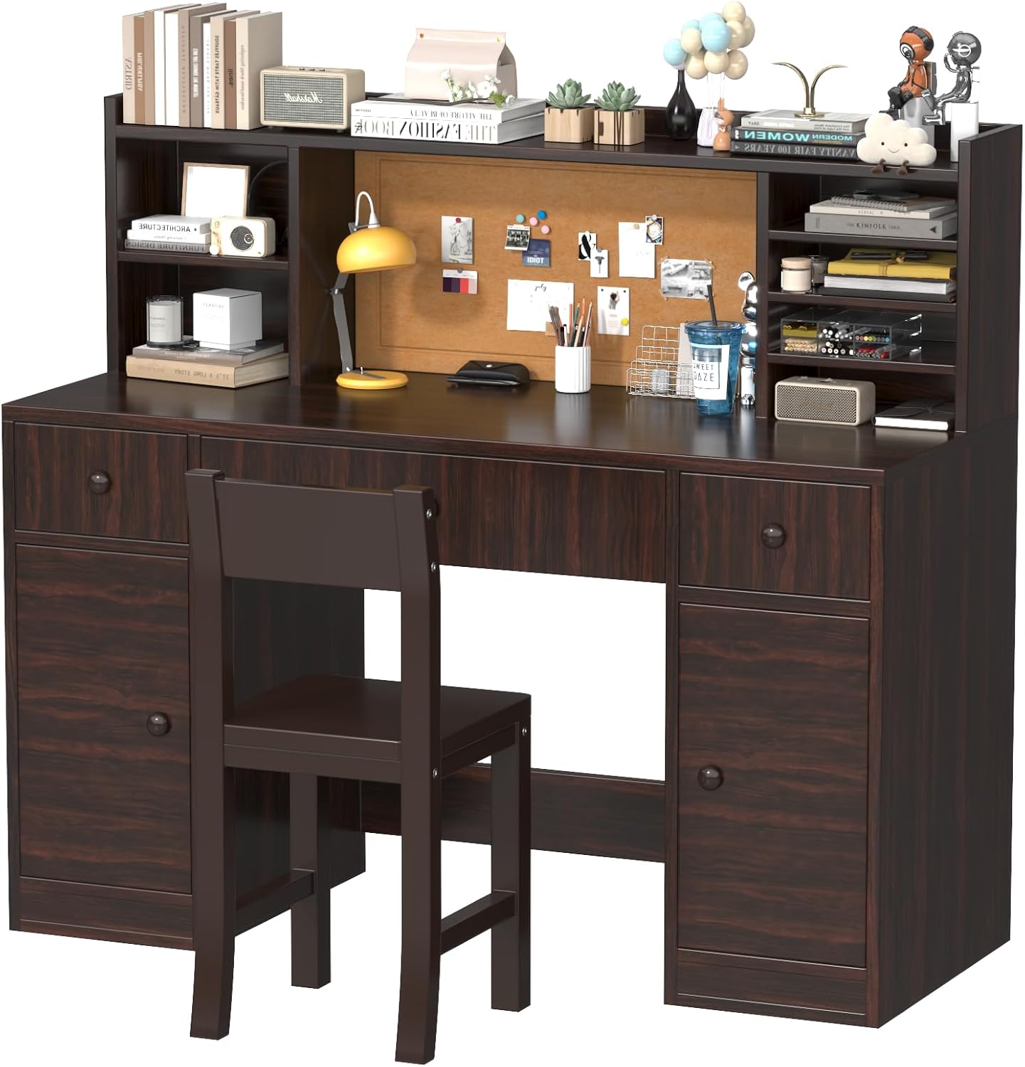 Amazon.com: RUPOLX Espresso Wooden Kids Desk and Chair Set,48"*20" Kid ...