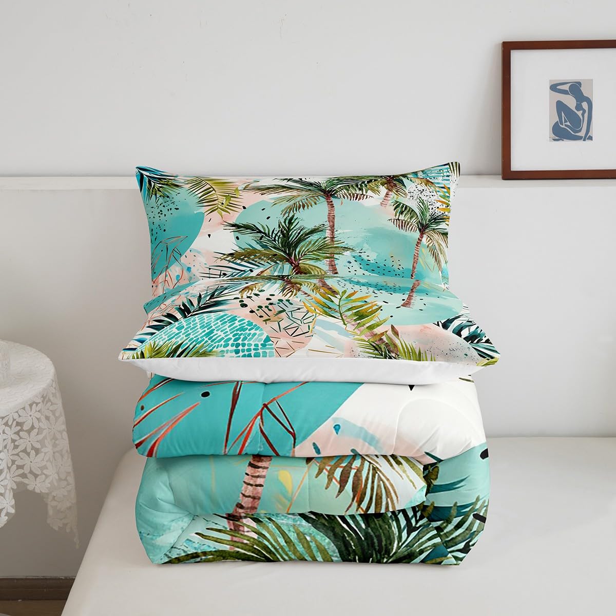 Palm Tree Tropical Bedding Sets Leaf Bedspread,Tropical Exotic Banana