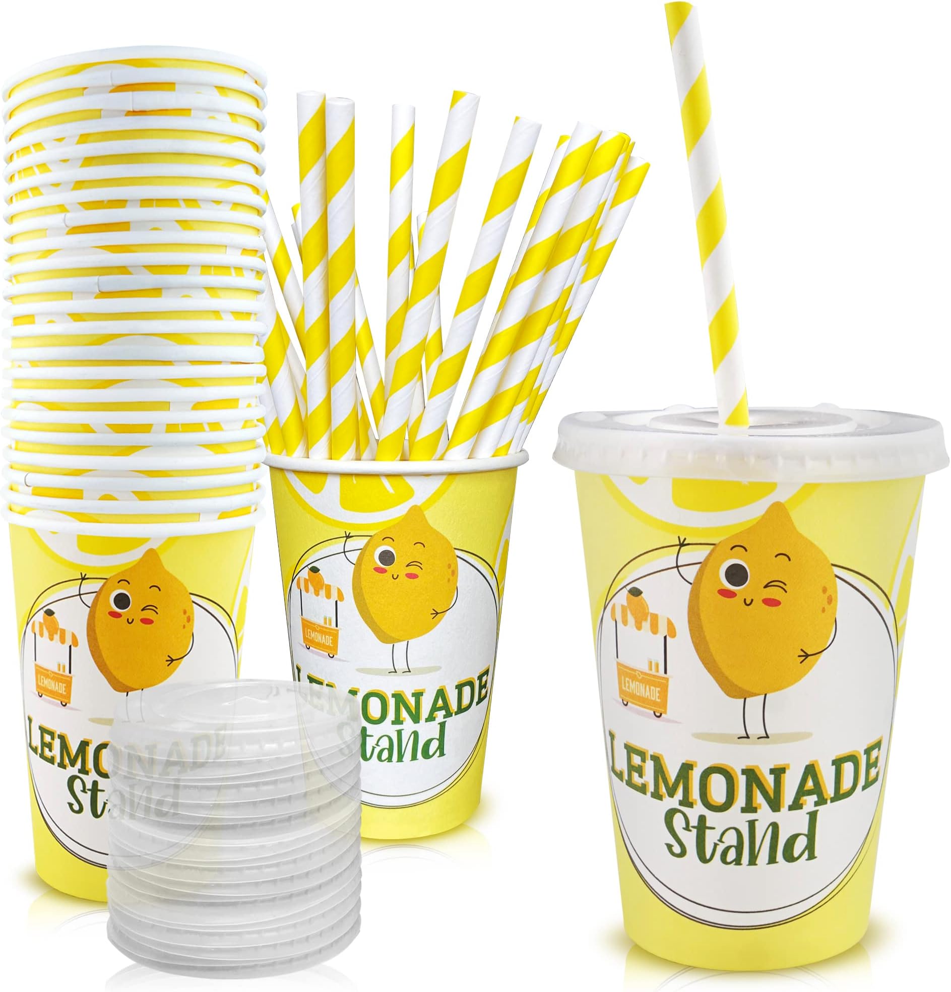 Amazon.com: Tanlade 300 Pcs/ 100 Sets Lemonade Cups with Lids and ...
