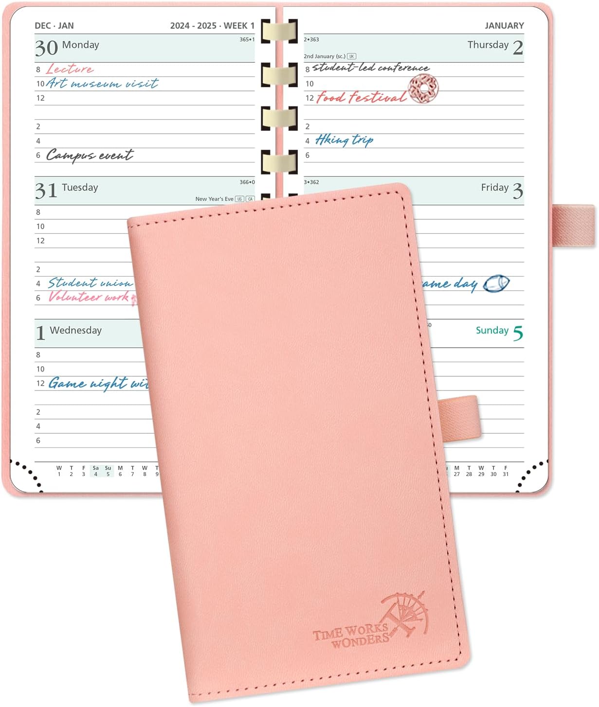 POPRUN Academic Pocket Diary 2024-2025 Slim (16.5x9 cm) Week to View ...