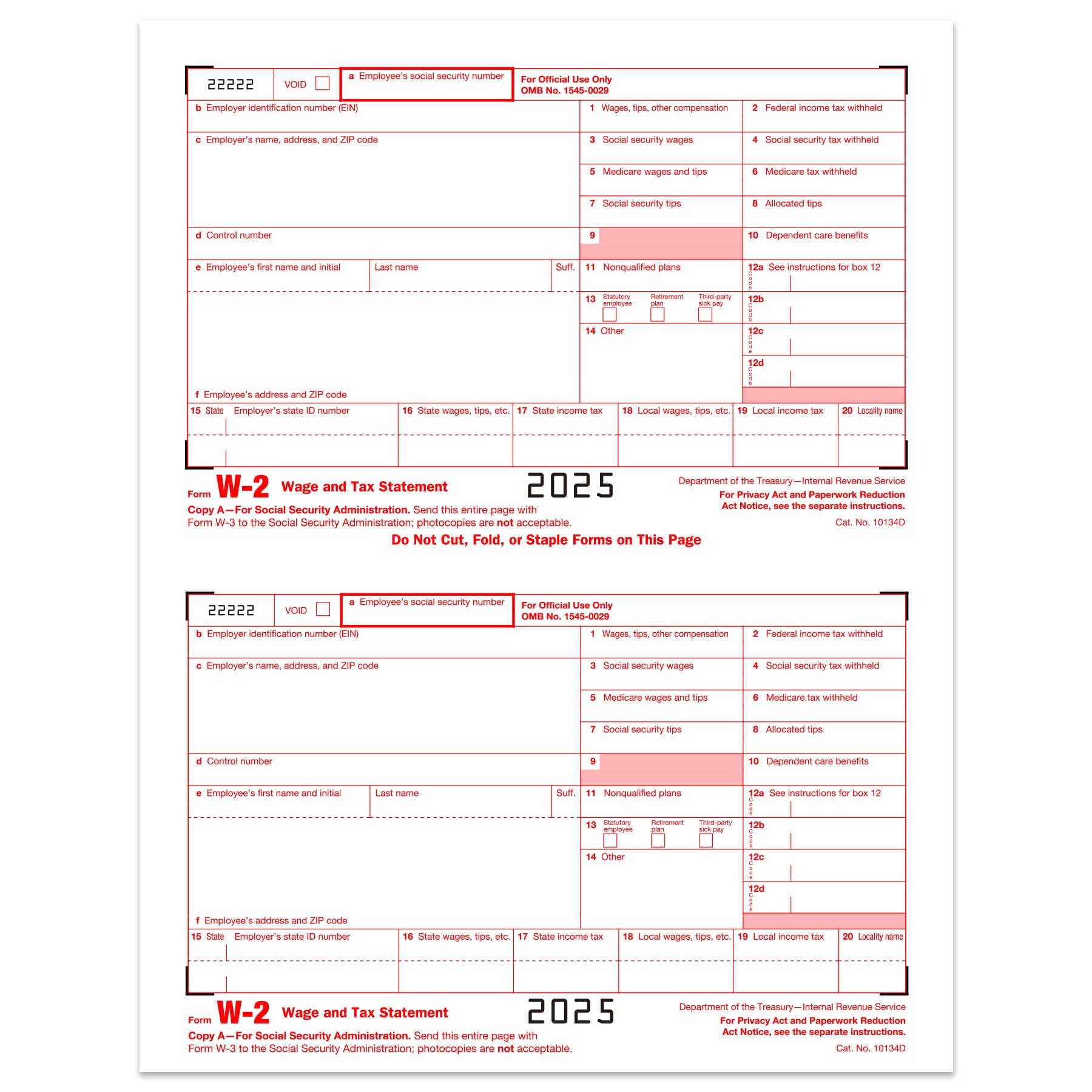 Snapklik.com : W2 Forms 2025, 6 Part Tax Forms, 25 Employee Kit Of ...