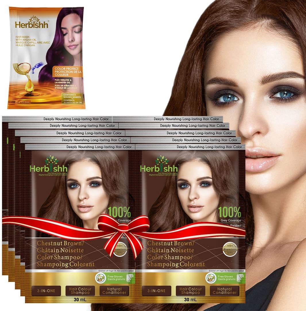 Herbishh Hair Color Shampoo for Gray Hair Dye Shampoo with Argan Hair ...