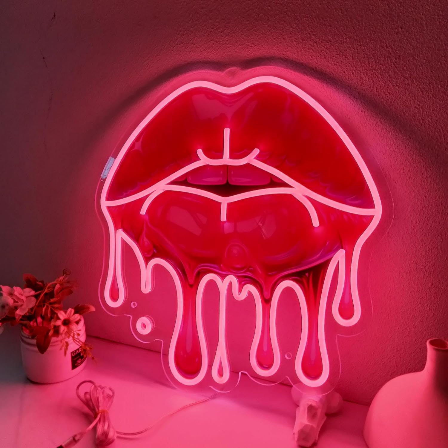 Amazon.com: Dripping Lips UV Printed Acrylic Artwork Led Light Lips Art ...