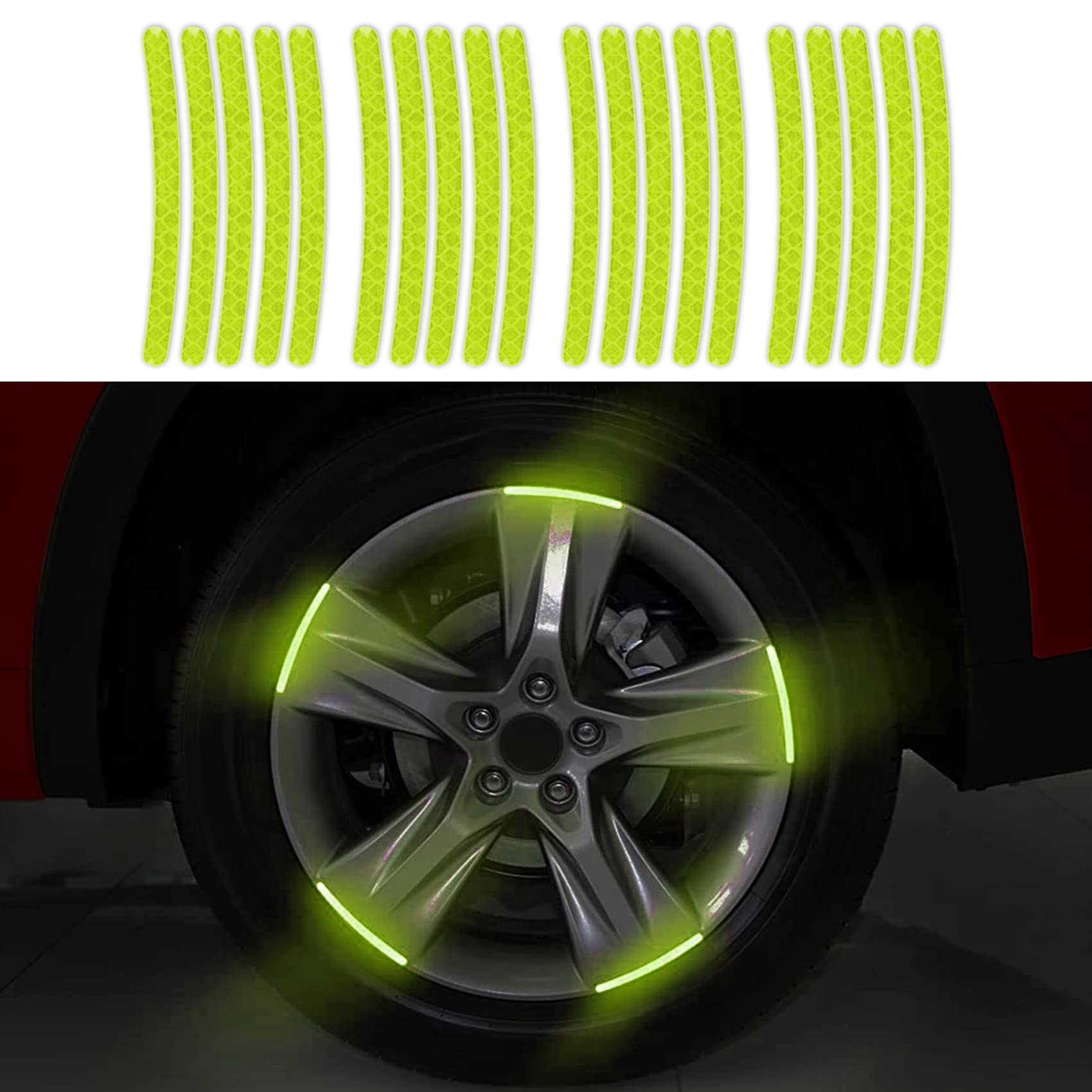 Amazon.com: 20 Pcs Car Wheel Hub Reflective Sticker, Reflective Wheel ...