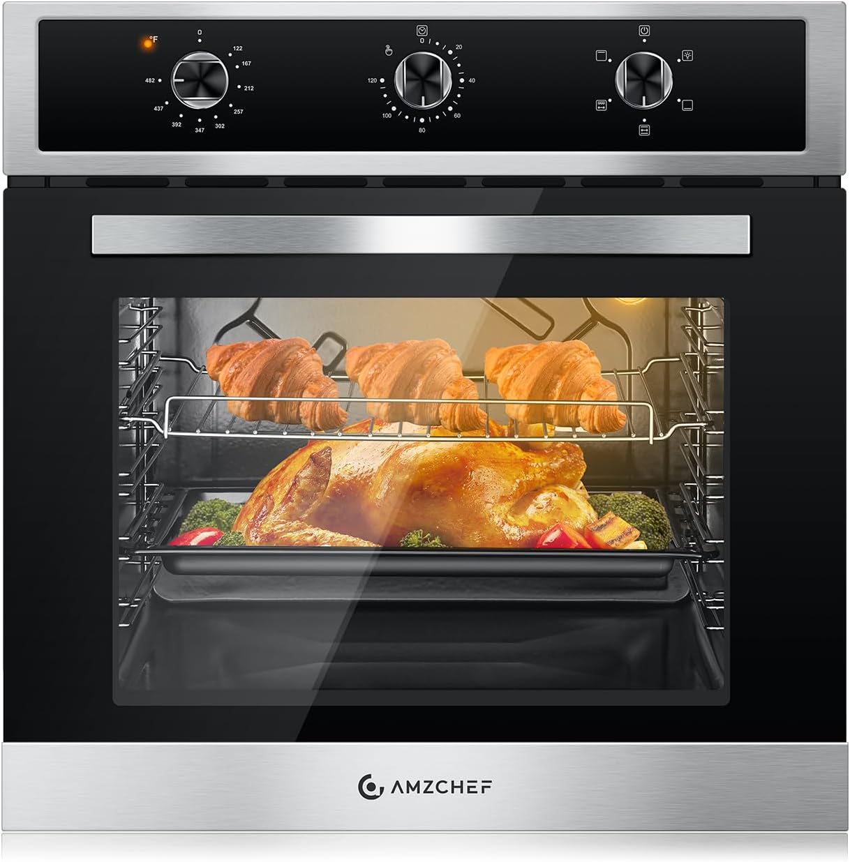 Amazon.com: AMZCHEF 24" Single Wall Oven, 2.65 Cu.ft. Built-in Electric ...