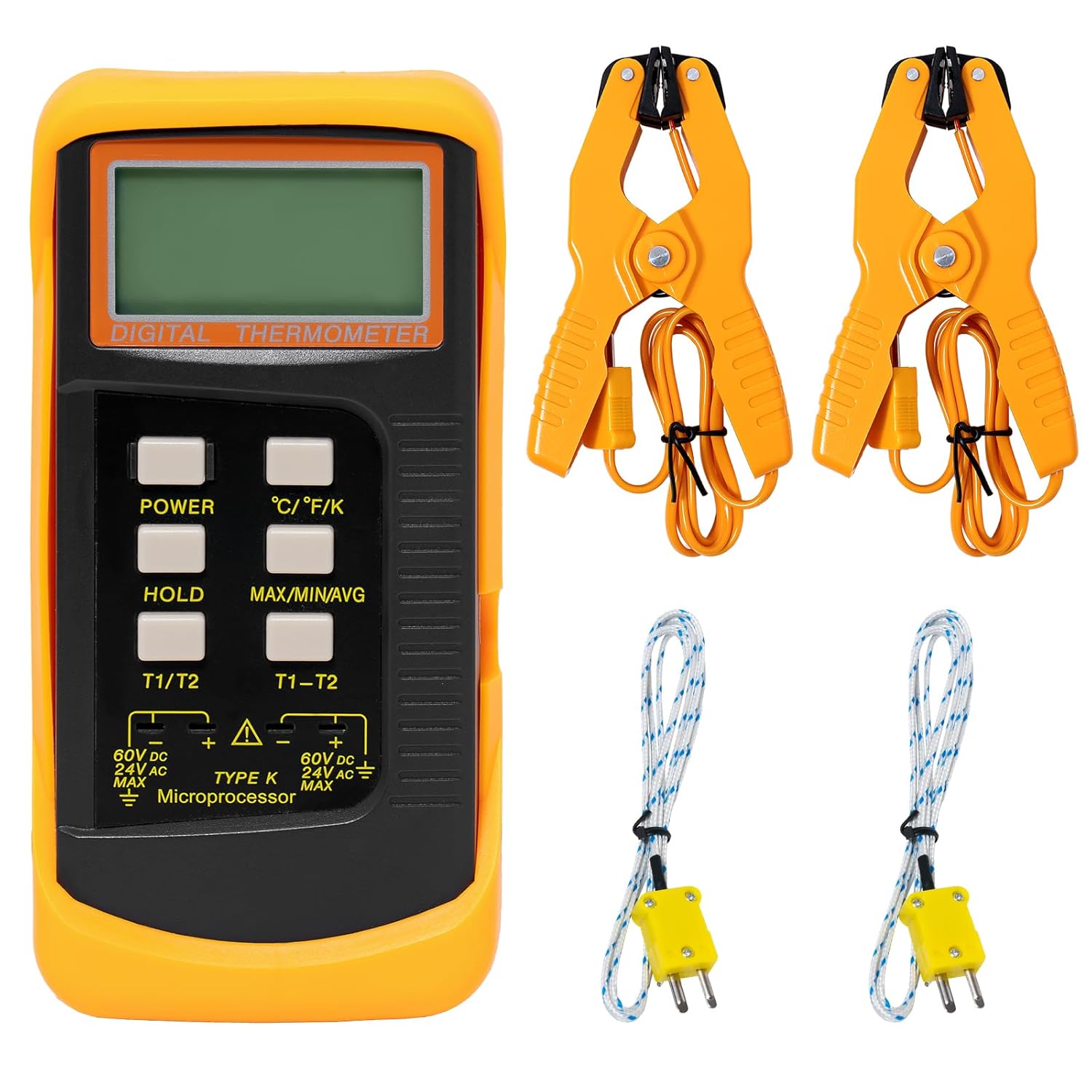 GRDM K-Type Digital Thermocouple Thermometer, Dual Channels Thermometer ...