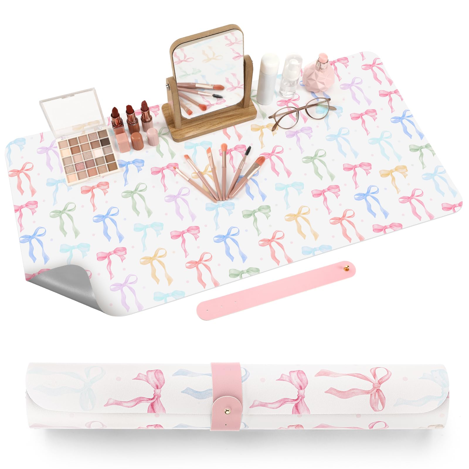 Amazon.com: Teenyyou Coquette Bow Makeup Mat for Vanity Top Protector ...