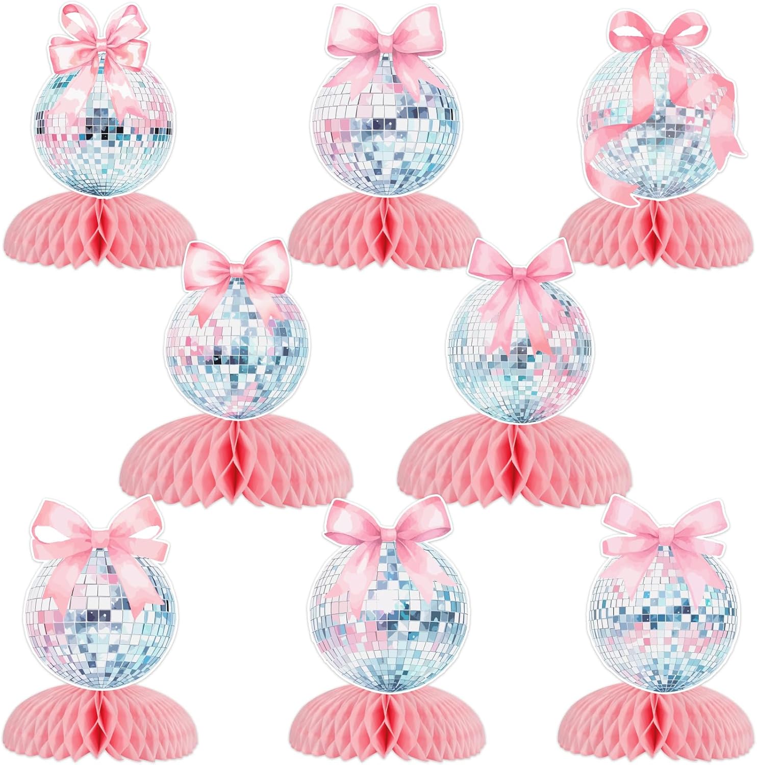 Amazon.com: Pink Bow and Disco Ball Birthday Decorations Bows Disco ...