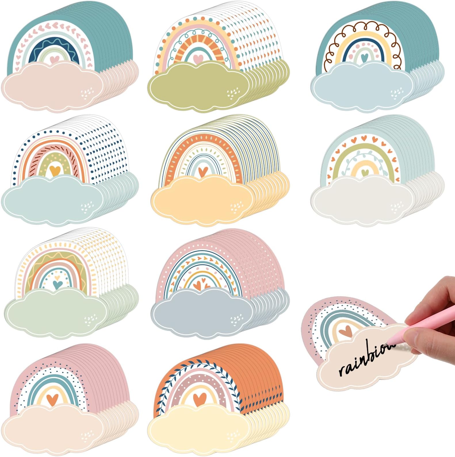 Amazon.com: Kosiz 500 Pcs Rainbow Name Tags for Classroom 5.3" x 3" DIY ...