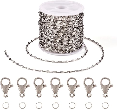 Amazon.com: Pandahall 32.8 Feet Stainless Steel Chains Twist Dapped ...