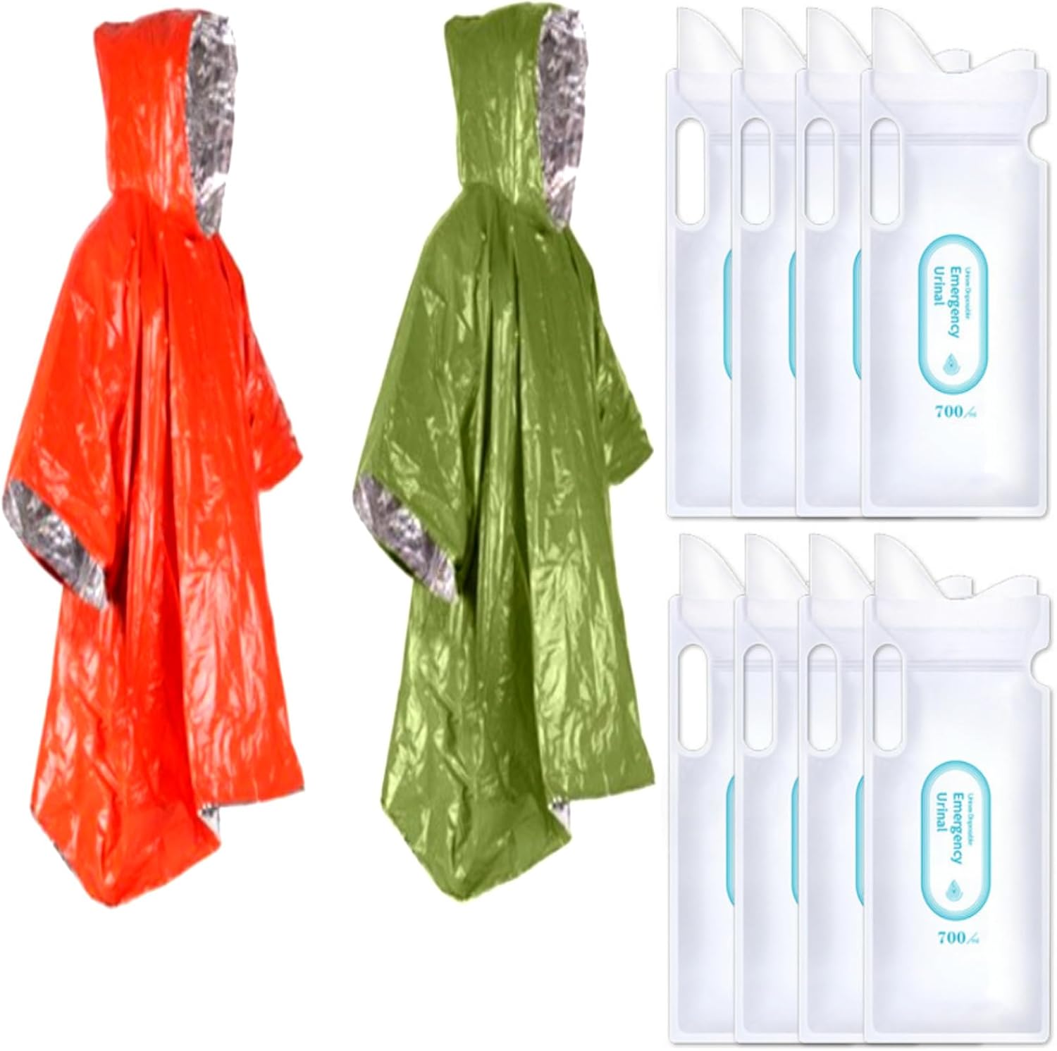 Amazon.co.jp: UTST サバイバルシート ポンチョ 携帯トイレ 小便用 簡易ポンチョ アウトドア 簡易トイレ 目隠し ポンチョ (緑1オレンジ1白8) : スポーツ＆アウトドア