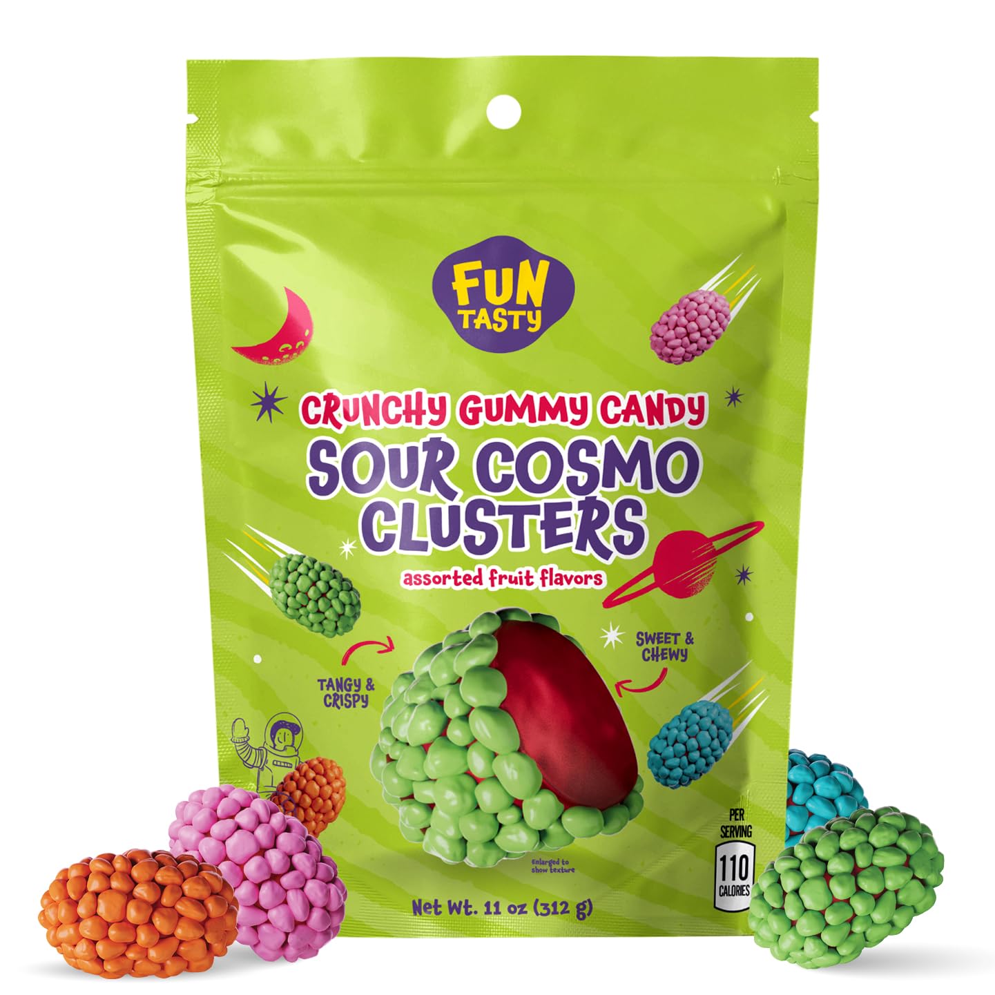 Amazon.com : Funtasty Sour Cosmo Clusters Candy, Crunchy Gummies ...