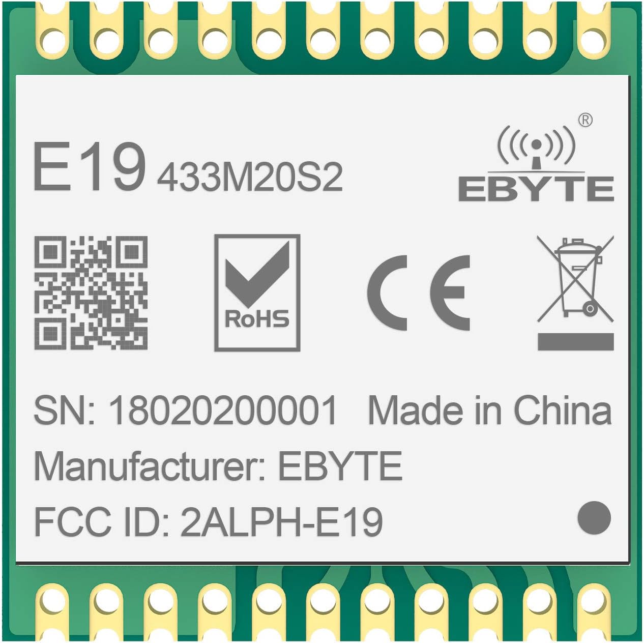 Amazon.com: EBYTE SX1278 LoRa 433MHz lora Module 20dMm E19-433M20S2 SMD ...