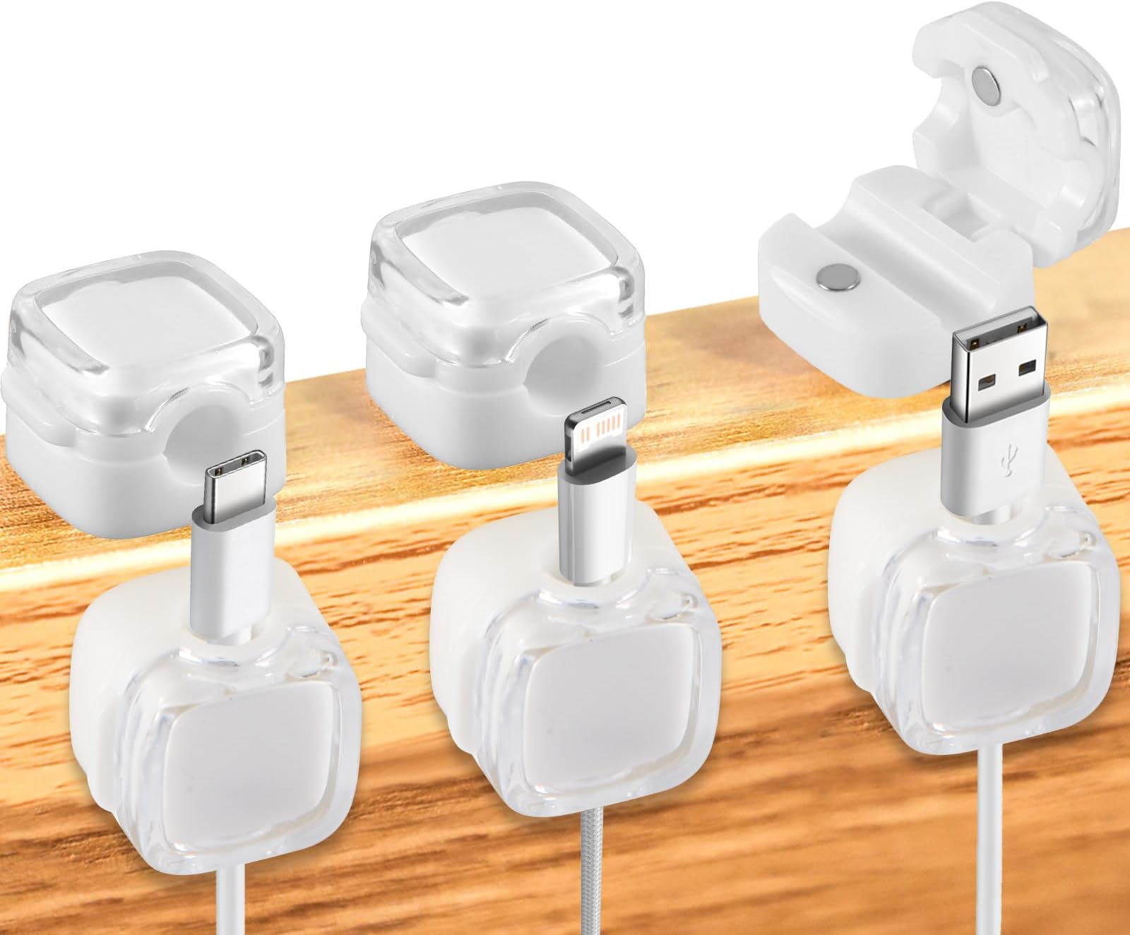 6pcs Magnetic Cord Organizer Clips, Self Adhesive Holder Desk Cable ...