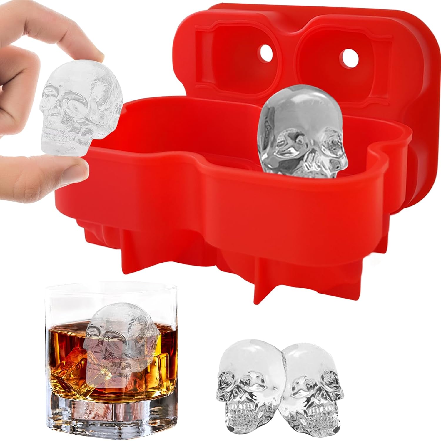 Amazon.com: Large Whiskey Ice Ball Mold Skull, A Set 4 Large Sphere Ice ...