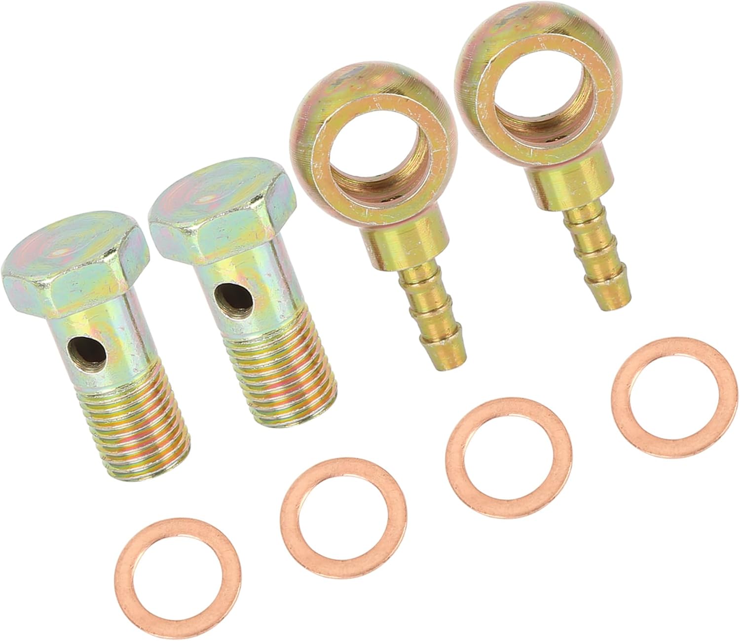 Partuto 2 Set Universal Banjo Hose Barb Bolt Fitting - Metal Bronze ...
