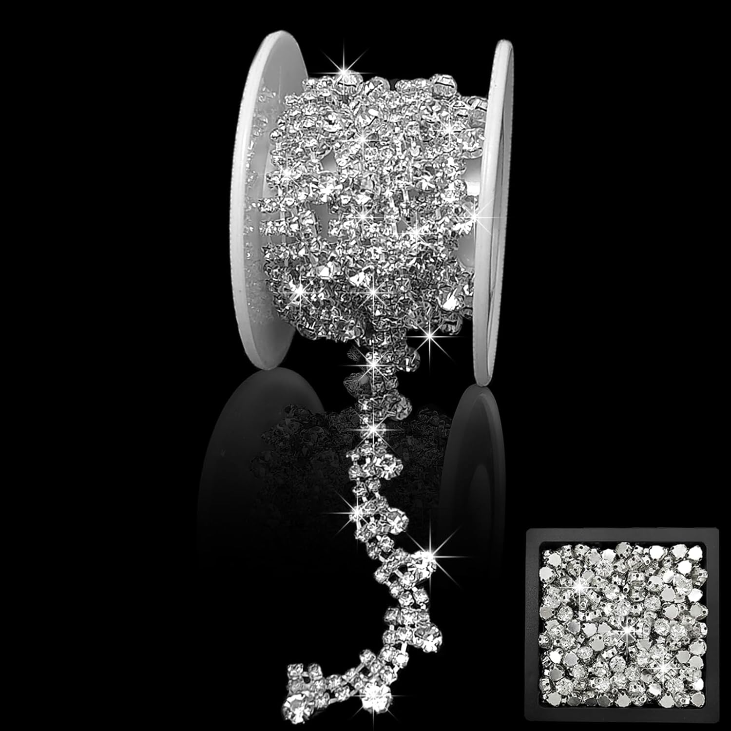 Amazon.com: Yhsheen 3 Yards Rhinestone Trim Chain with 100pcs Sew on ...