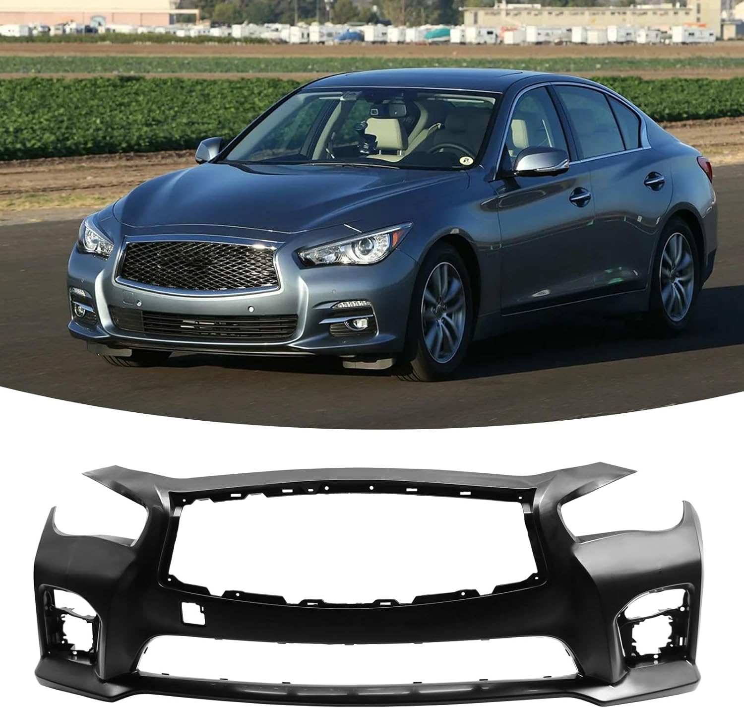 Amazon.com: Front Bumper Cover For Infiniti Q50 2014-2017 With Sensor ...