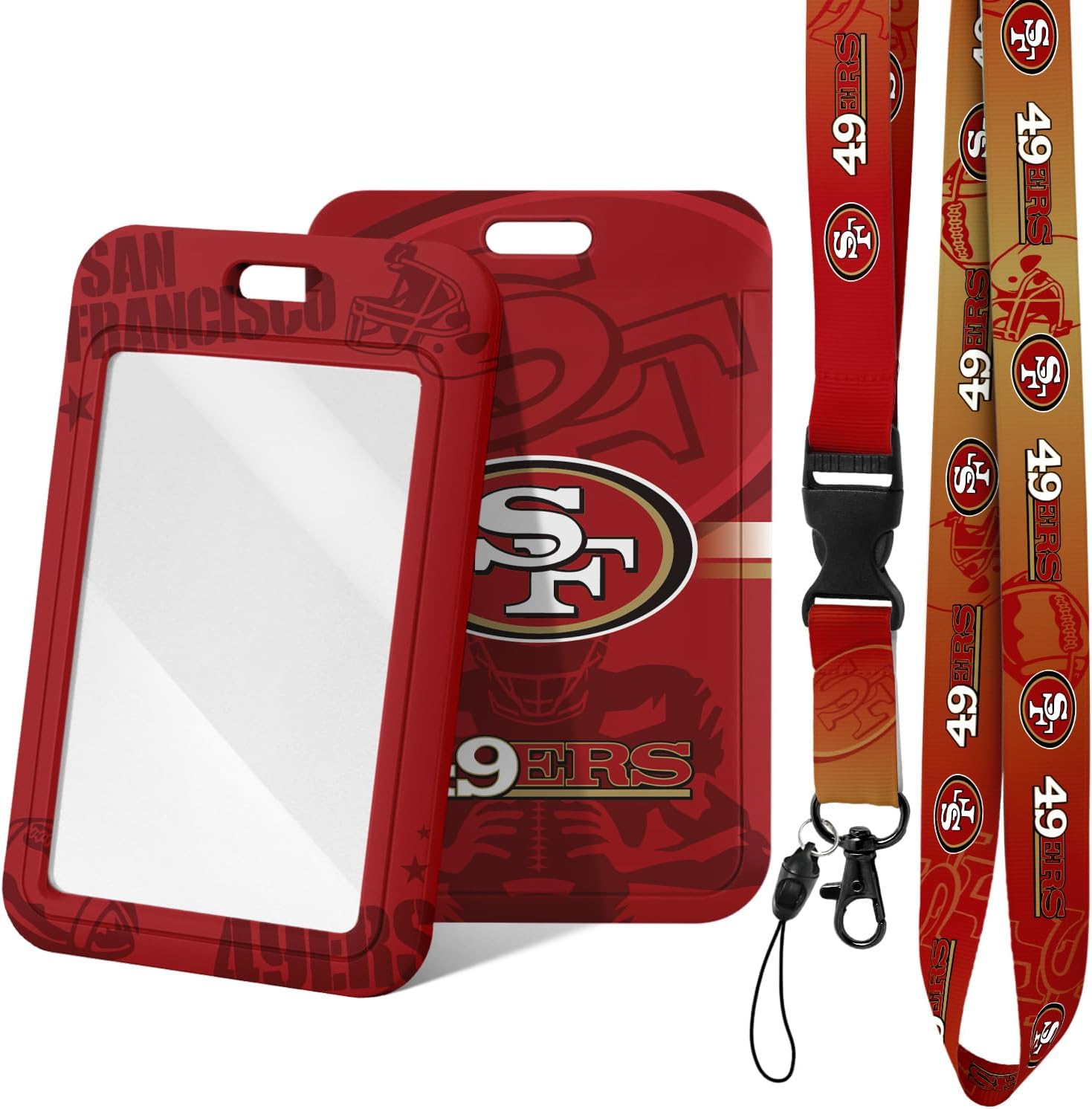 Amazon.com : Football ID Badge Holder with Lanyard, Hard Plastic Key ...