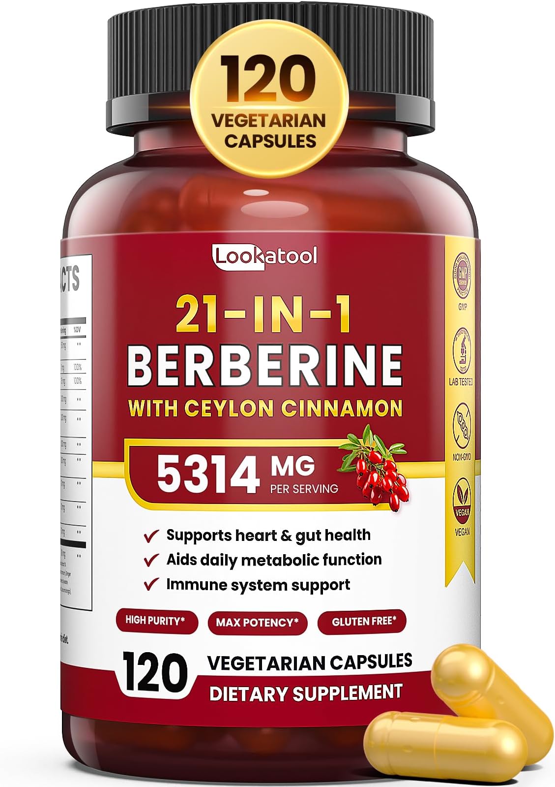 Amazon.com: Horbaach Berberine with Ceylon Cinnamon | 2000mg | 120 ...