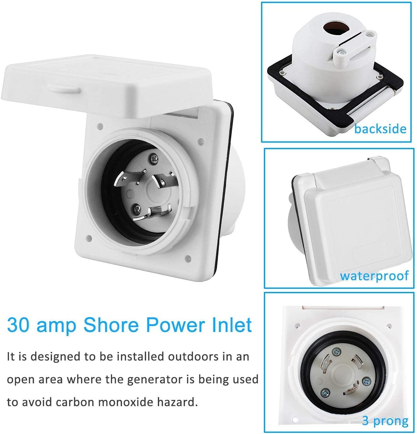 Snapklik.com : Podoy RV 30 AMP Power Inlet 125V Power Plug ETL Listed ...