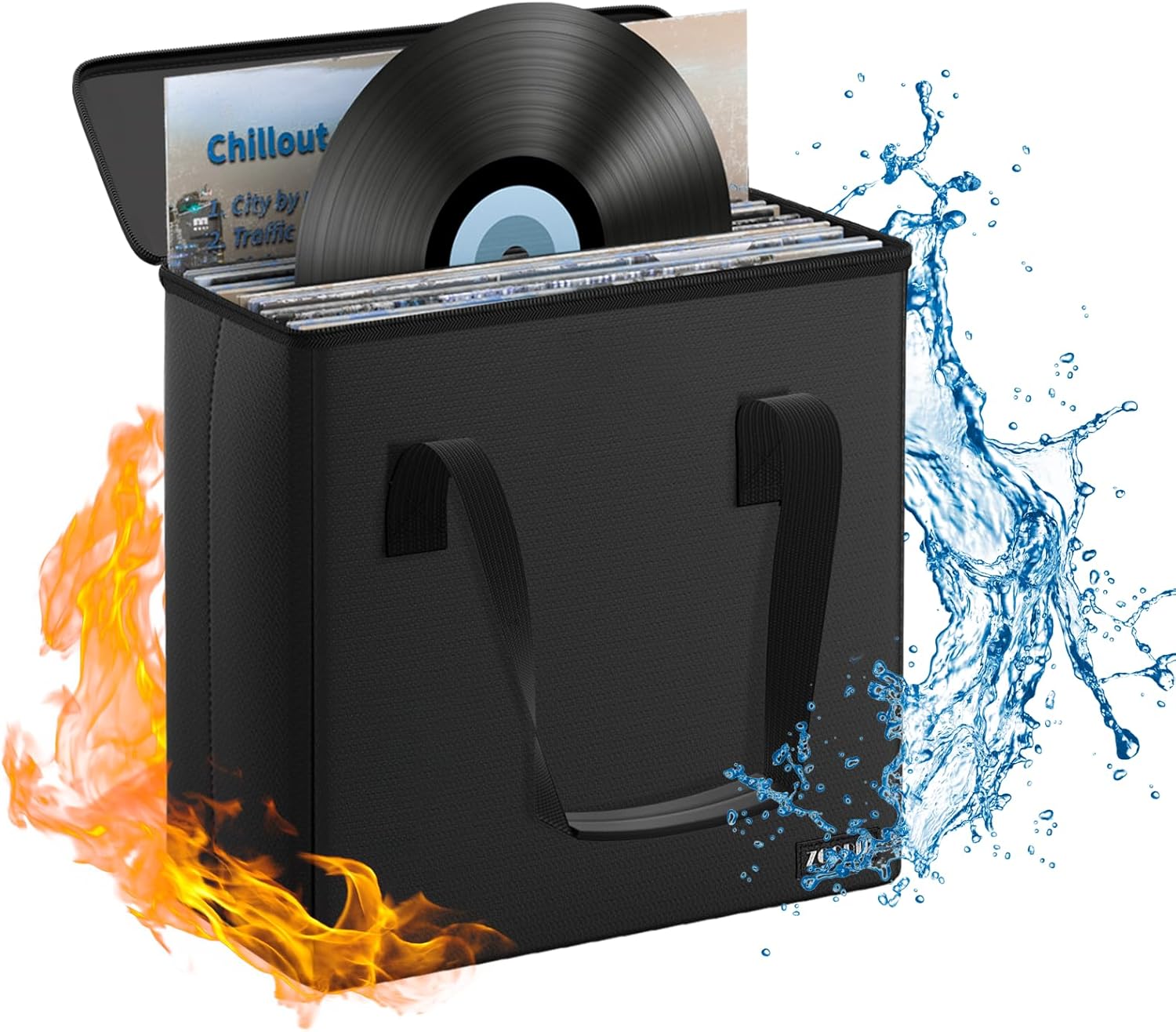 Amazon.com: ZOOPIP Fireproof Vinyl Record Storage Box,Water Resistant ...