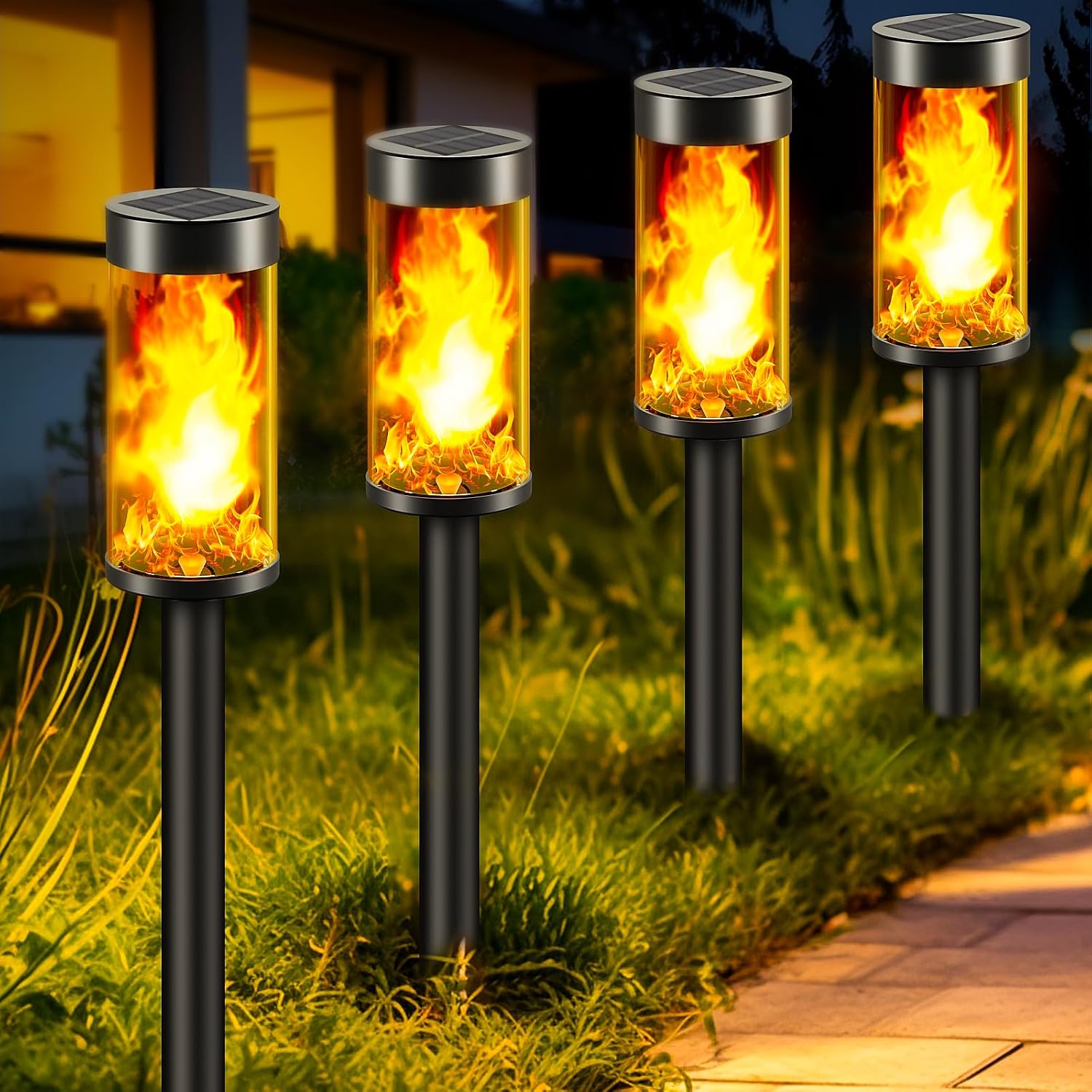 nipify 8 Packs Solar Torches with Flickering Flame Waterproof, New ...