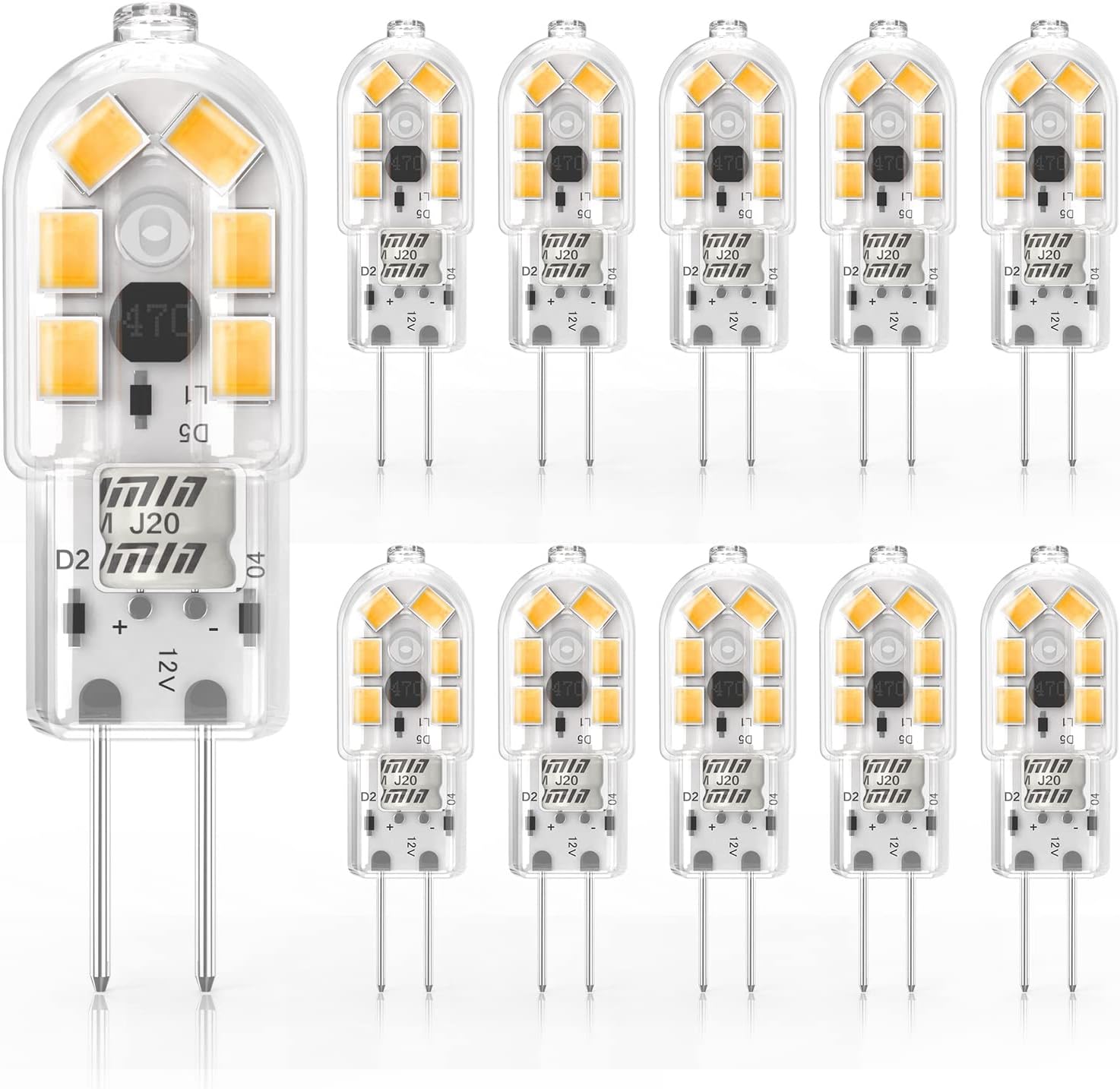 Cxyemt 2W G4 LED Bulbs Warm White 3000K, Replacement 20W Halogen Bulb, Non Flicker AC/DC 12V ...