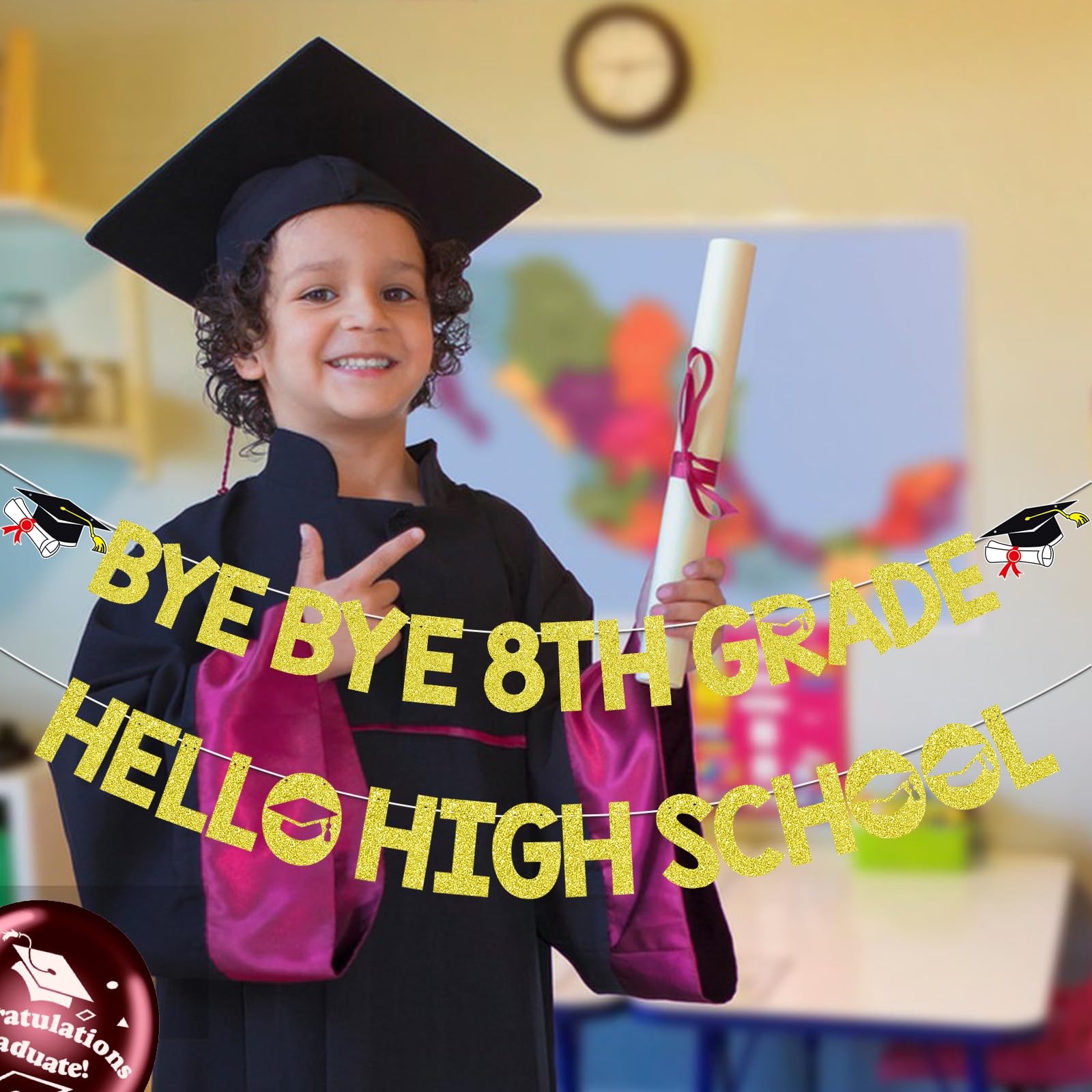 Class Reunion Decorations Bye Bye 8th Grade Hello High School Backdrop ...