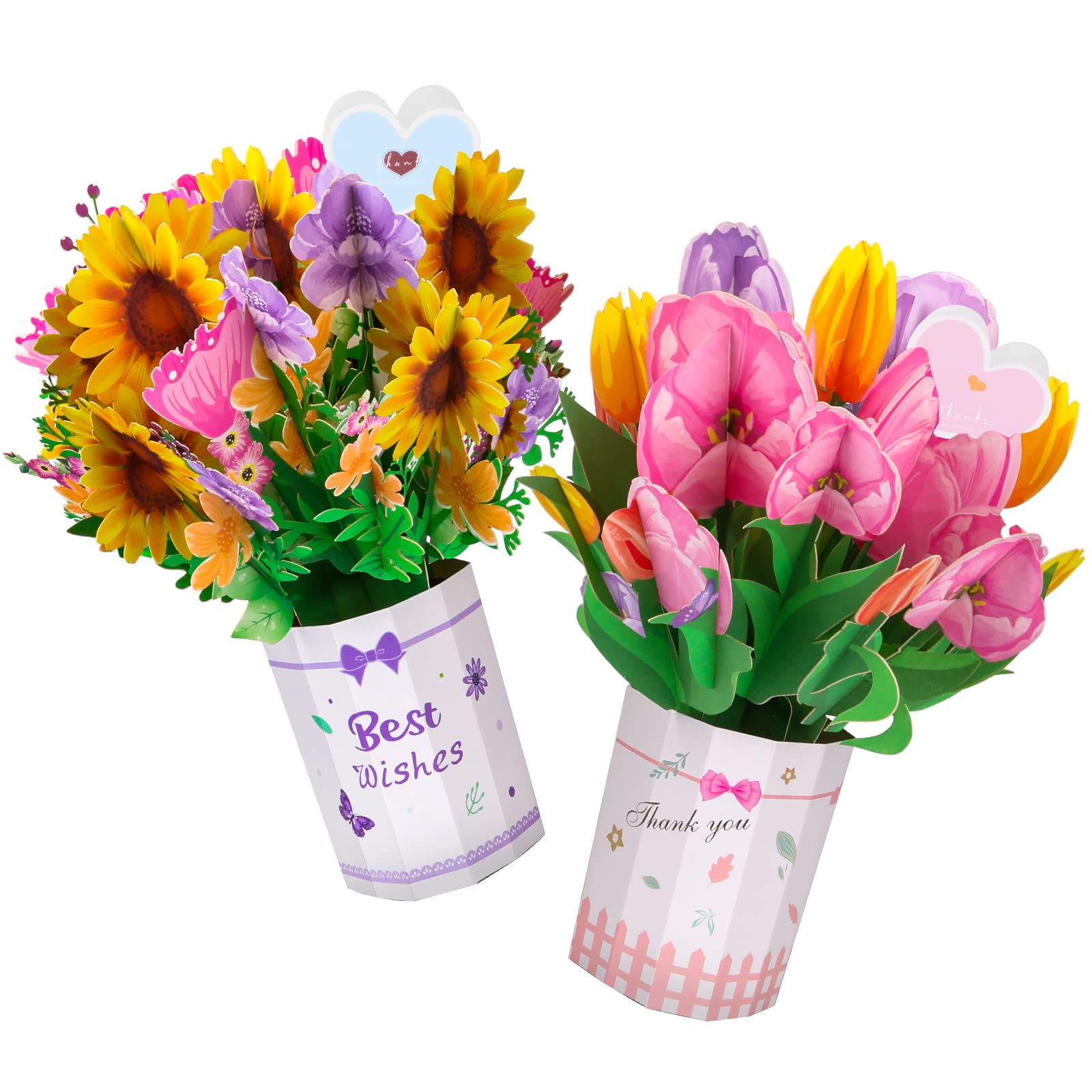 Buy 2Pcs Pop Up Flower Bouquet, Paper Flower Bouquet, 3D Paper Flower ...