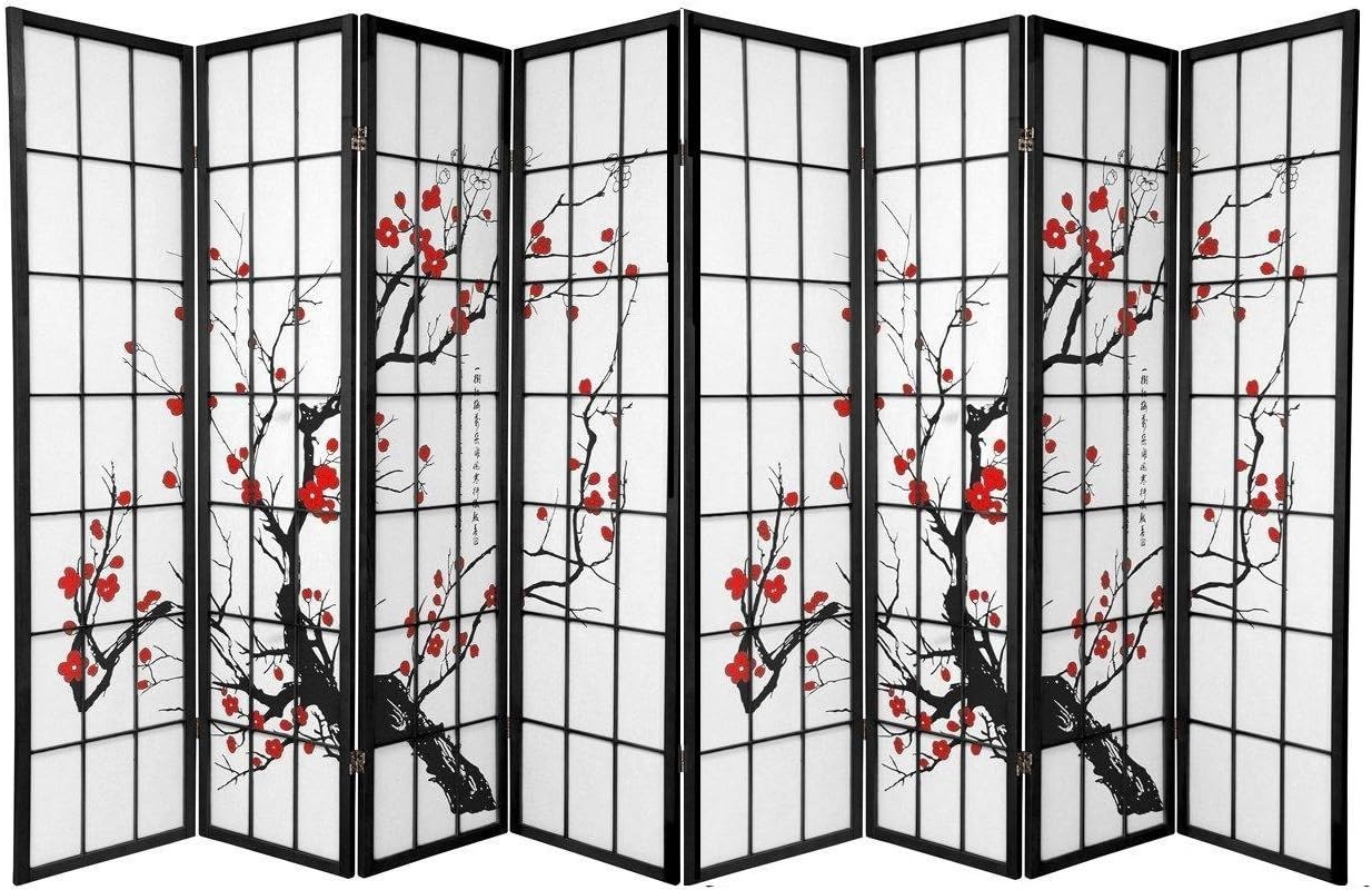 Amazon.com: SQUARE FURNITURE Screen 8 Panel Black Plum Blossom Design ...