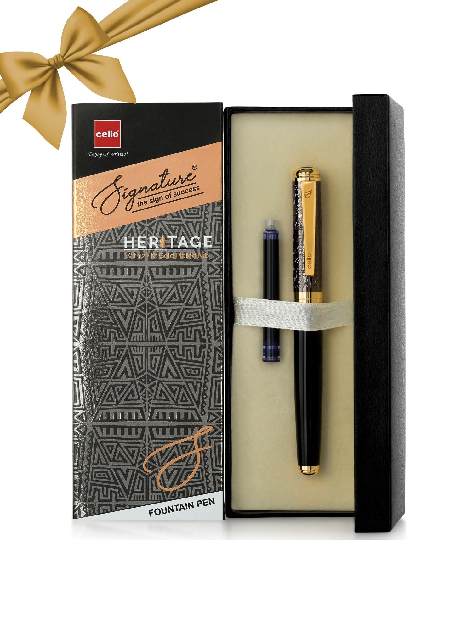 Cello Signature Heritage Fountain Pen | Blue Ink | 1 Fountain Pen + Ink ...