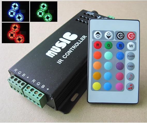 RGB Sound Activated Controller for Colour Changing LED Strip Lights ...