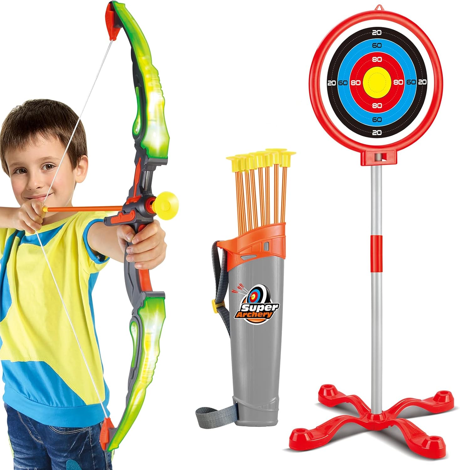Amazon.com: Doloowee Bow and Arrow for Kids with LED Lights - Upgrade ...
