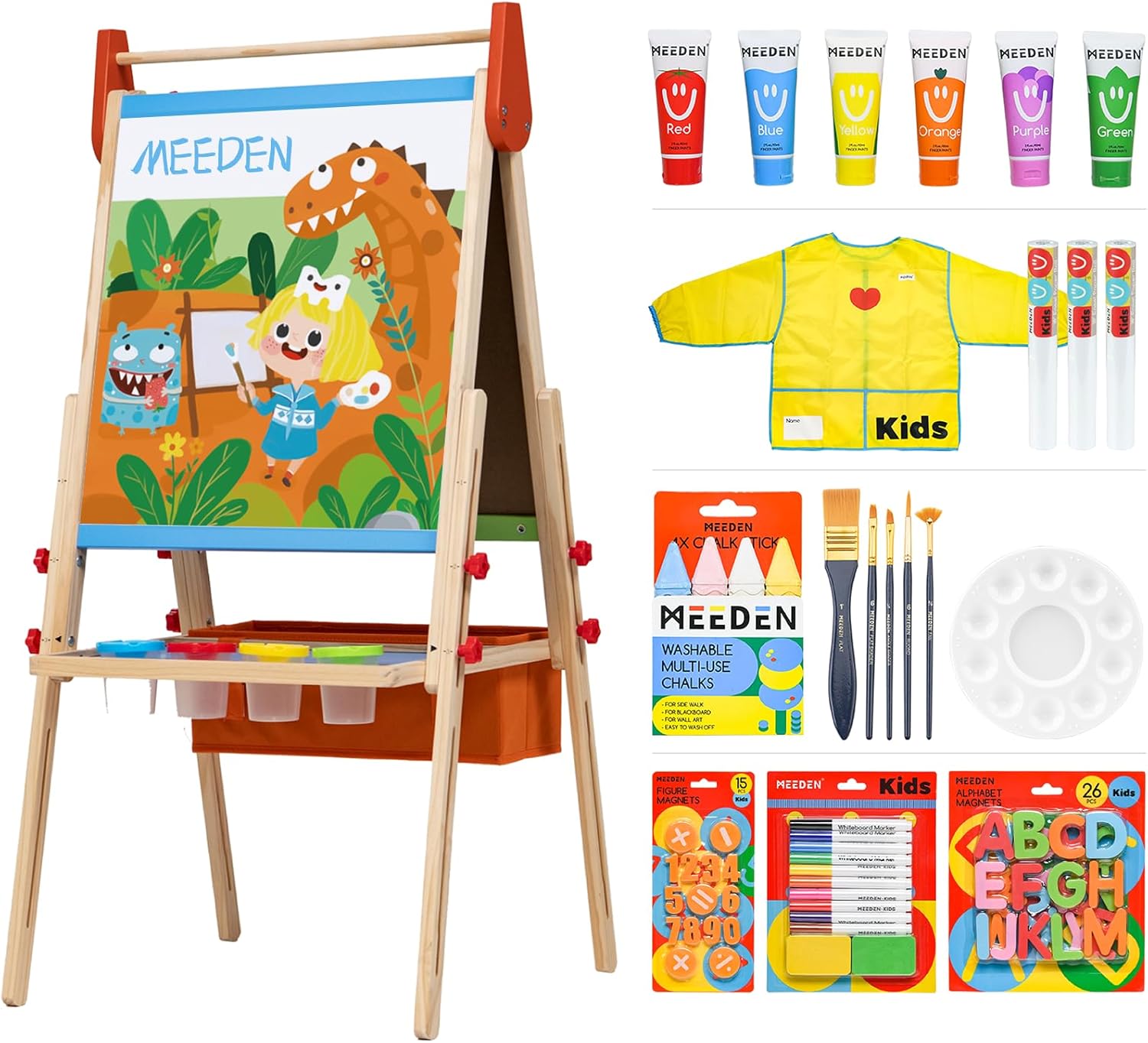 Amazon.com: MEEDEN Wooden Art Easel for Kids: Double-Sided Painting ...
