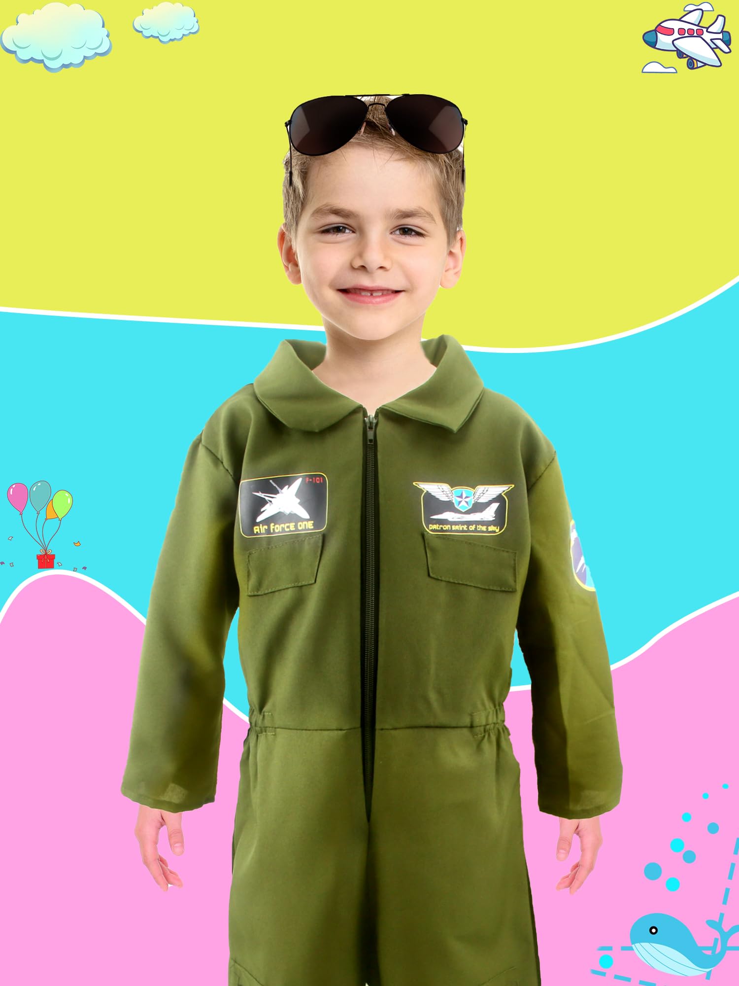 2 Pcs Boys Air Force Fighter Pilot Costume Set Captain Uniform Pilot ...
