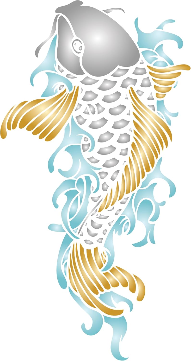 Amazon.com: Chinese Koi Stencil, 4.5 x 8.5 inch (S) - Koi Carp Harmony ...