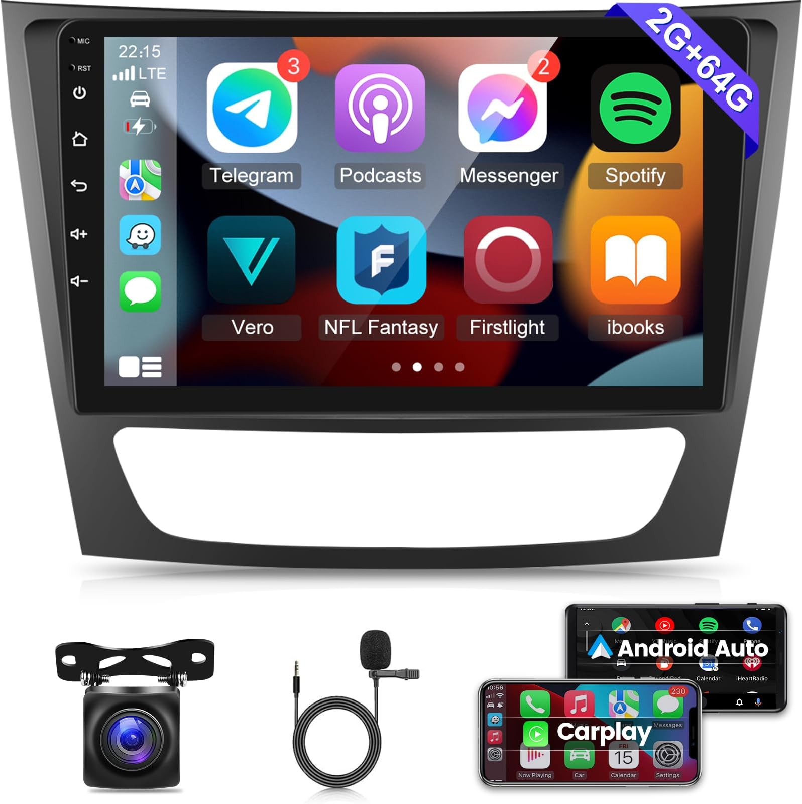 Amazon.com: [2G+64G] Car Radio for Mercedes Benz W211 E200 E Class CLS ...